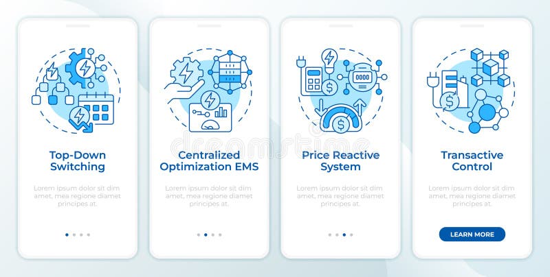Energy Control Types Blue Onboarding Mobile App Screen Stock ...