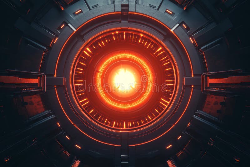 Energy Core in a Circular Futuristic Structure Gives Off a Bright Light ...