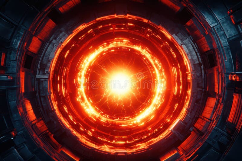 Energy Core Emitting Bright Light in Futuristic Circular Structure ...