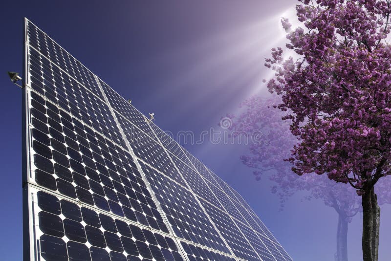 Photovoltaic Solar Panel at Night Stock Image - Image of electricity ...