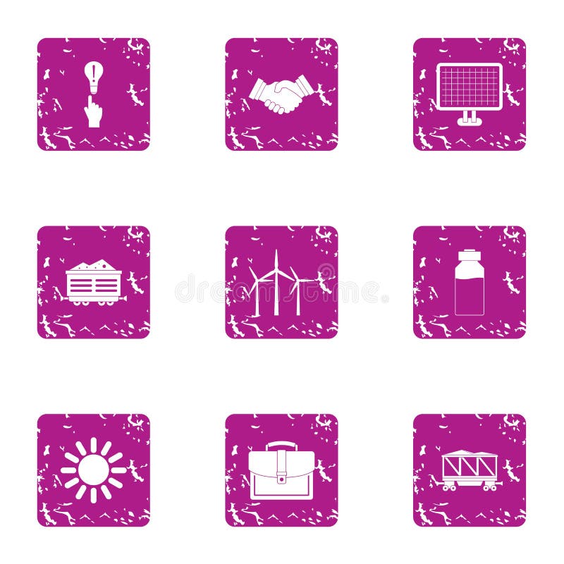 Energy Crisis Icons Set, Grunge Style Stock Vector - Illustration of ...