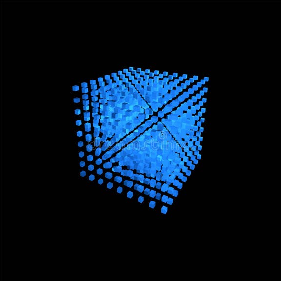 Energy Cube Made of Small Glowing Blue Blocks. Cloud Database Stock ...