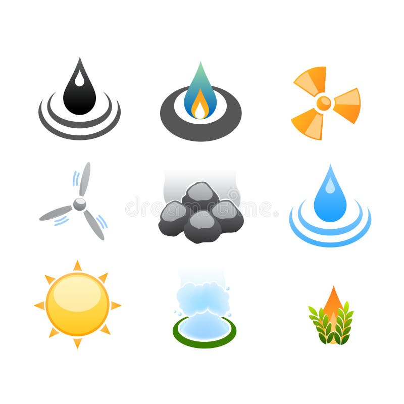 Energy Development Sources Icons Stock Vector - Illustration of ...