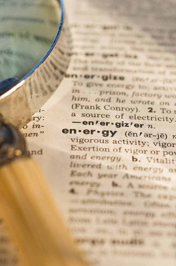 Energy in Dictionary with Magnifying Glass Stock Photo - Image of ...