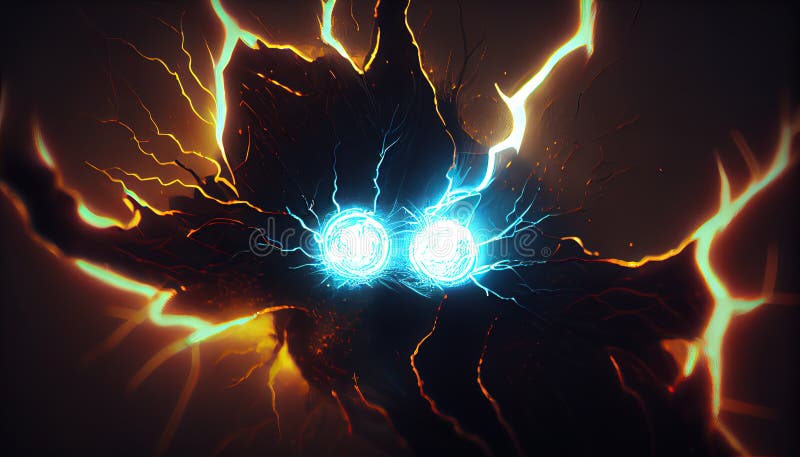 Energy Discharge Close Up Black Backdrop. AI Render Stock Photo - Image ...