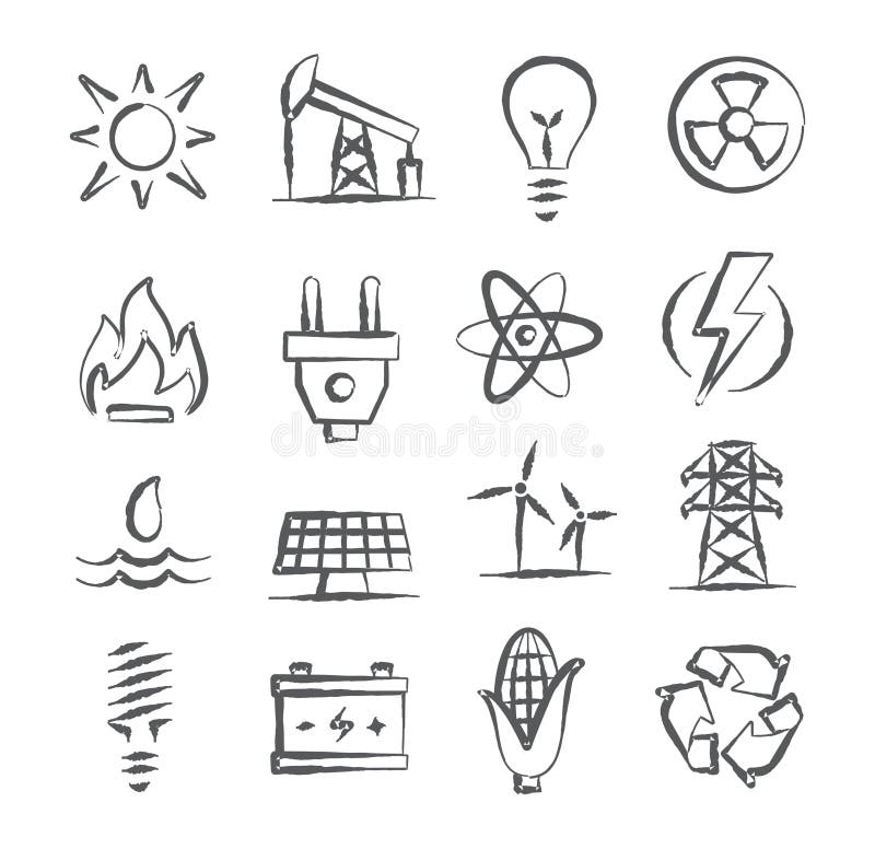 Energy Doodle Icons stock illustration. Illustration of clip - 52861237