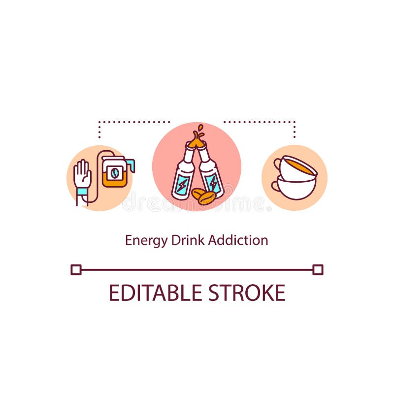 Energy Drinks daily Addiction Concept Icon Stock Vector - Illustration ...