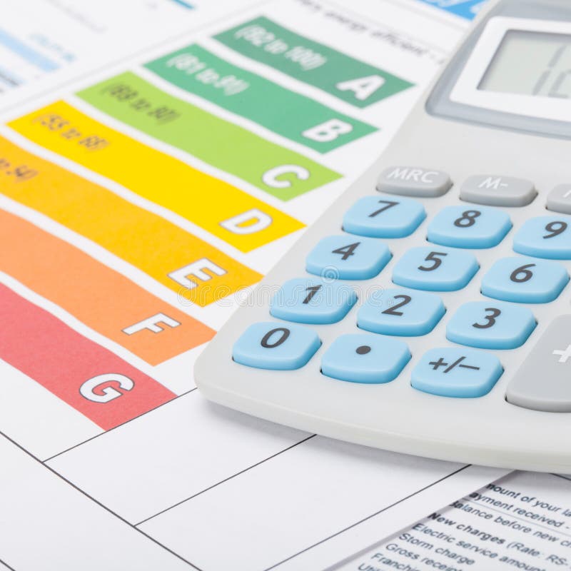 Energy Efficiency Chart and Calculator - Close Up Shot Stock Photo ...