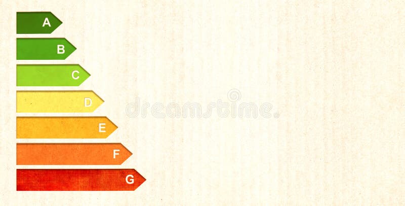 Energy Efficiency Chart on Cardboard Texture. Horizontal Banner with ...