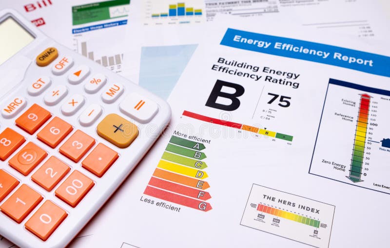 Energy Efficiency Class and Home Energy Consumption Stock Photo - Image ...
