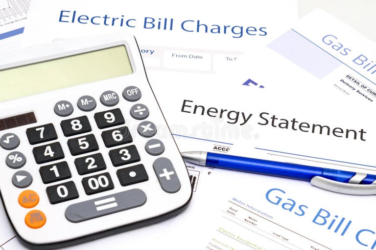 Energy Efficiency Concept and Energy Bill Papers Stock Image - Image of ...