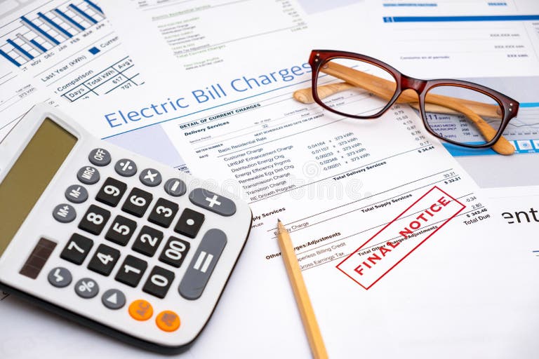Energy Efficiency Concept and Energy Bill Papers Stock Image - Image of ...
