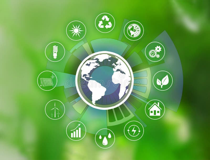 Energy Efficiency Concept. Different Icons on Background Stock Photo ...
