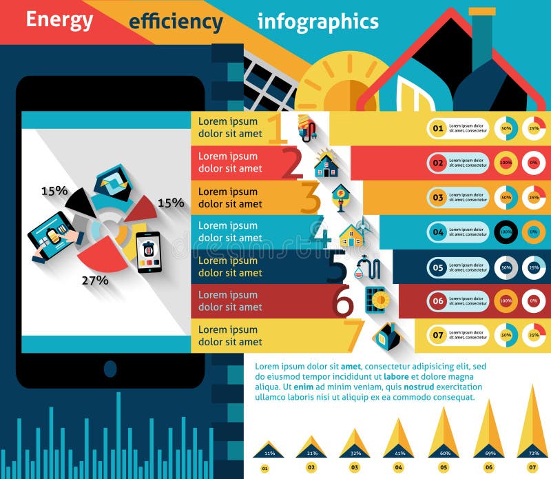 Energy Efficiency Infographics Stock Vector - Illustration of home ...