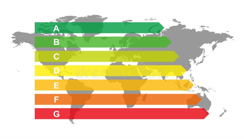 Energy Efficiency Labels on World Map - Cdr Format Stock Vector ...