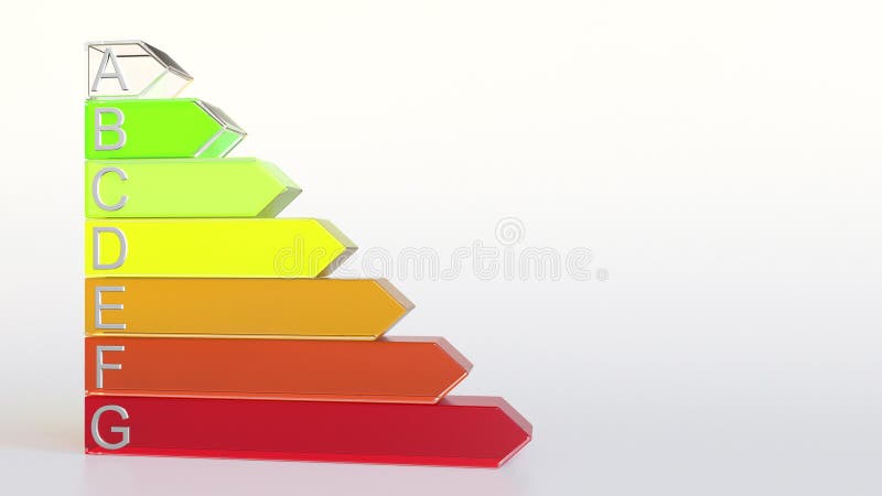 Energy Efficiency Ranking or Rating. Class B Chart 3D Rendering Stock ...