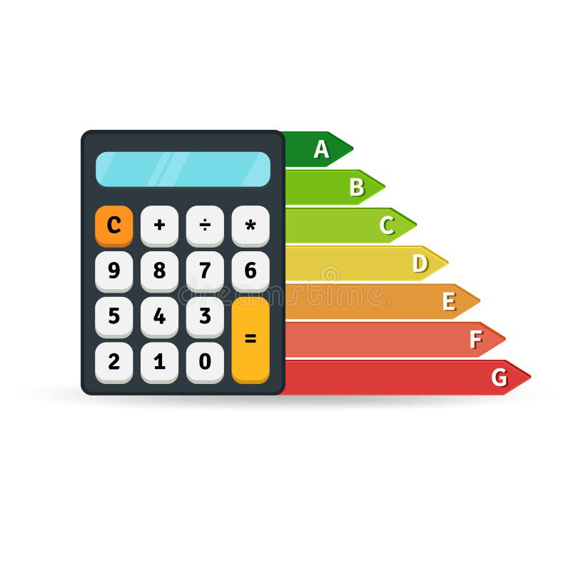 Energy Efficiency Rate Graph with Calculator. Flat Design Concept Stock ...