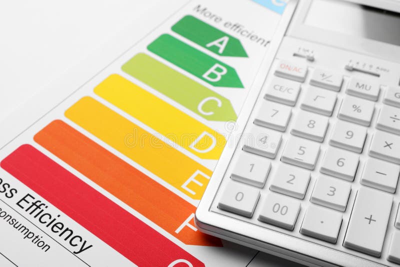 Energy Efficiency Rating Chart and Calculator Stock Image - Image of ...