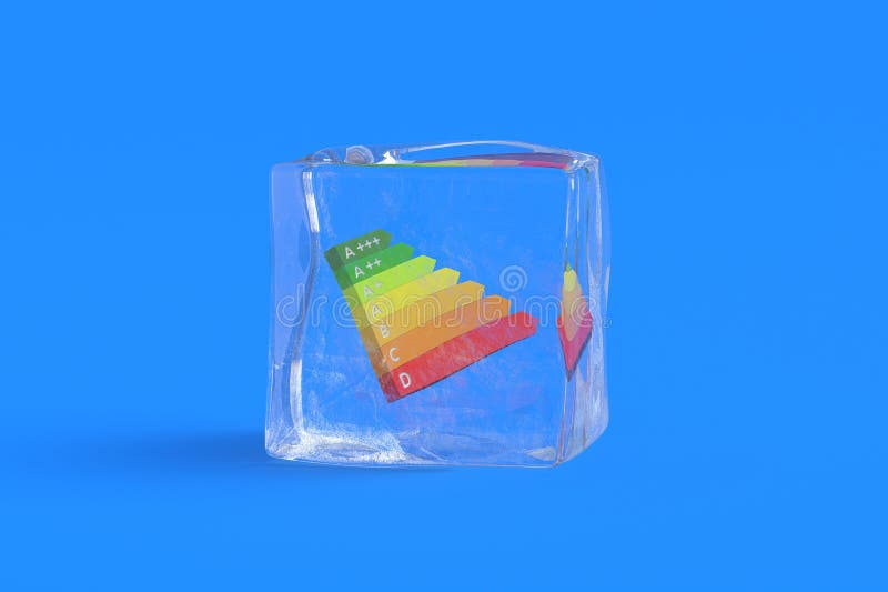 Energy Efficiency Rating in Ice Cube Stock Illustration - Illustration ...
