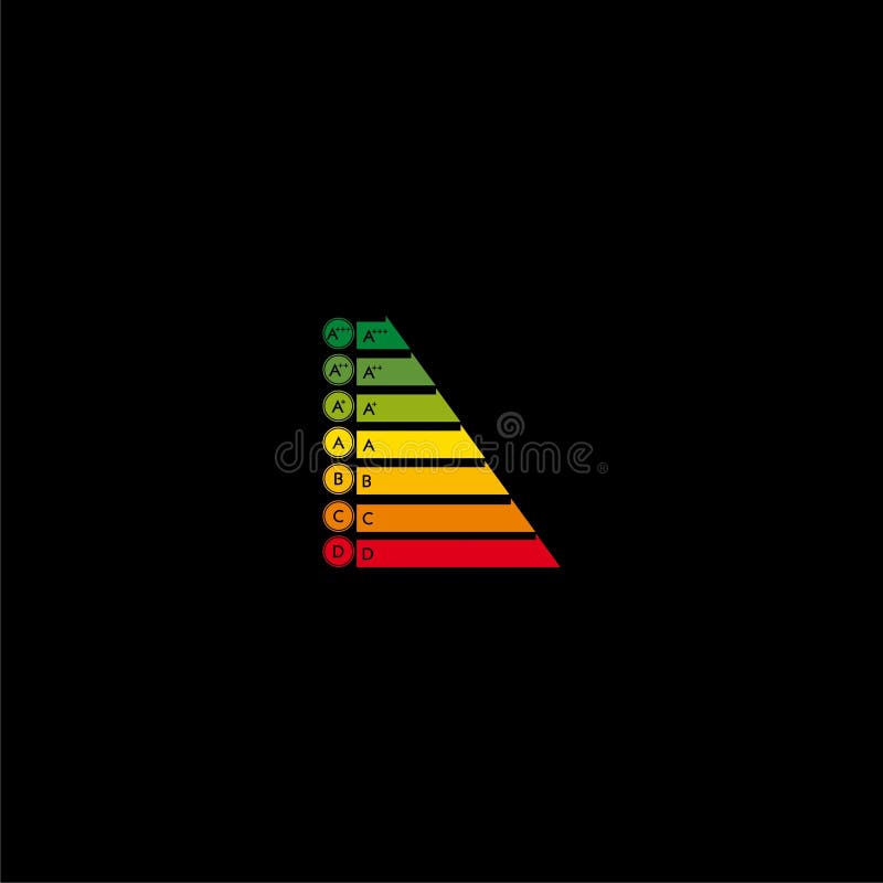 Energy Efficiency Rating Icon Icon Isolated on Dark Background Stock ...