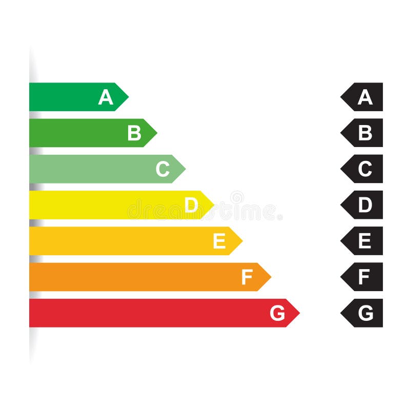 Energy efficiency rating stock vector. Illustration of graphic - 56229387
