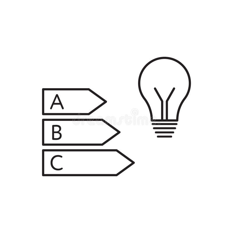 Energy Efficiency Thin Line Icon, Light Bulb and Classification of ...