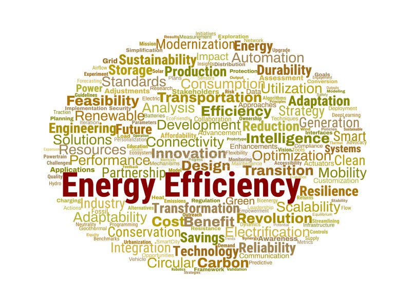 Energy Efficiency Word Cloud Stock Illustration - Illustration of ...