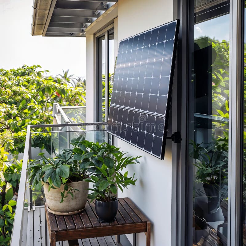 Solar Panels Installed on the Balcony of a House. Alternative Energy ...