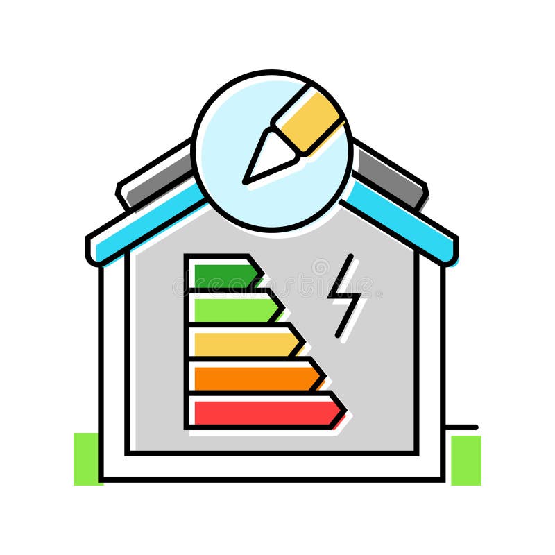 Energy Efficient Building Design Color Icon Vector Illustration Stock ...