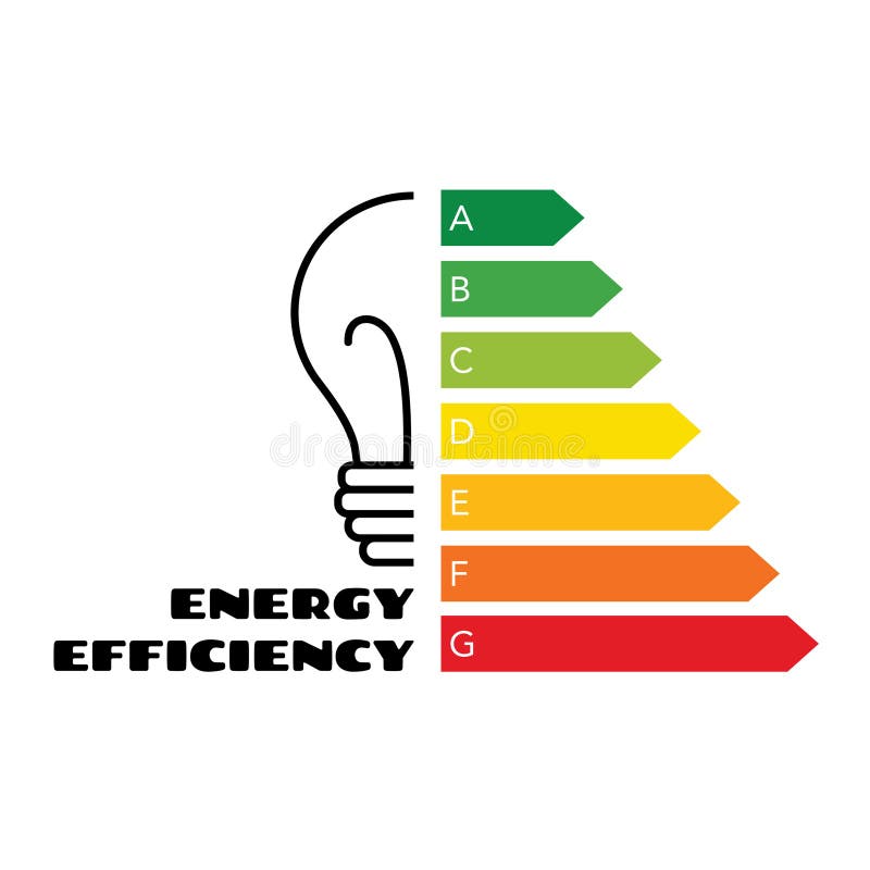 Energy Efficient Concept with Half Lightbulb Icon and Graph Sign with ...
