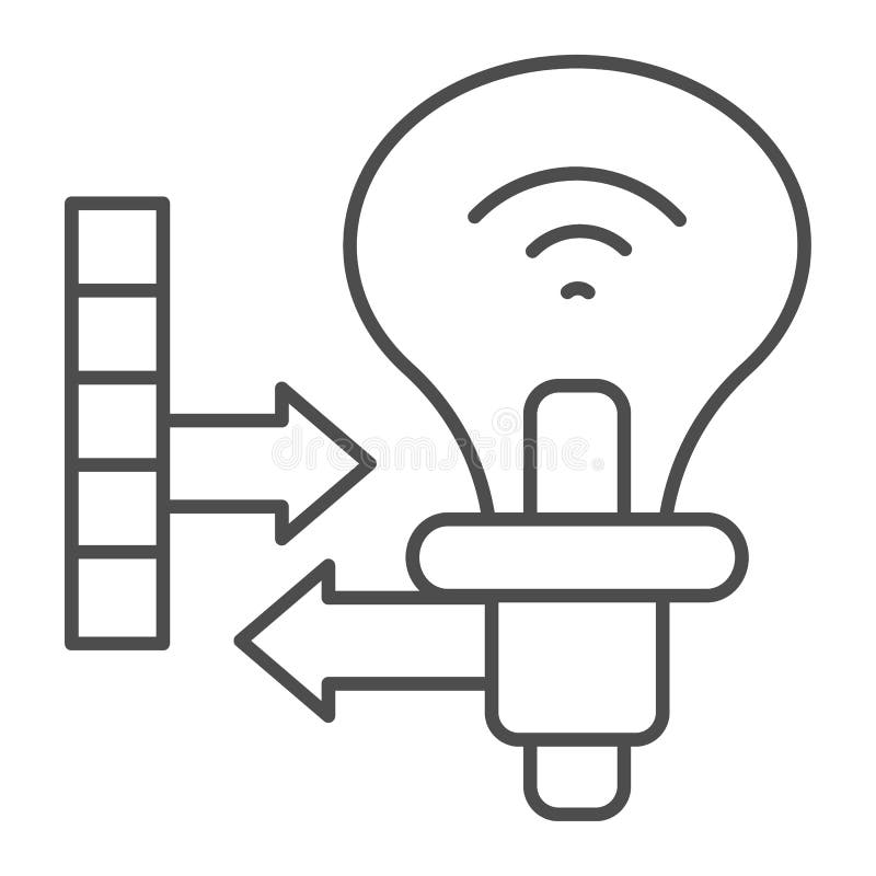 Energy-efficient Electronic Bulb and Indicators Thin Line Icon, Smart ...