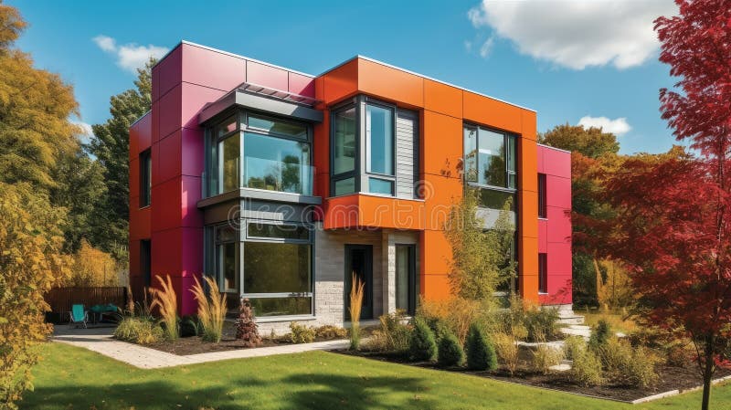An Energy-efficient Exterior with a Bold Pop of Color. AI Generated ...