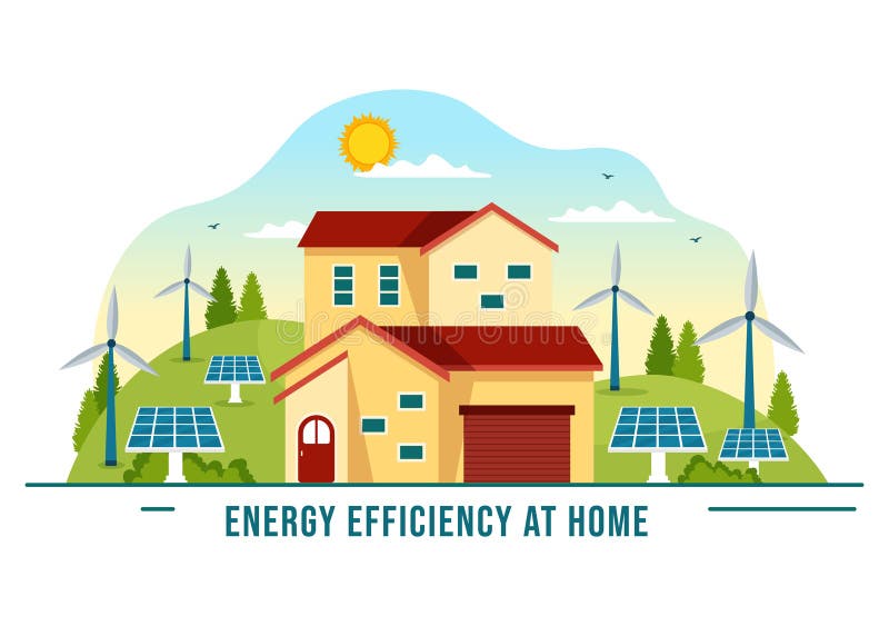 Energy Efficient at Home Vector Illustration of Smart House Technology ...