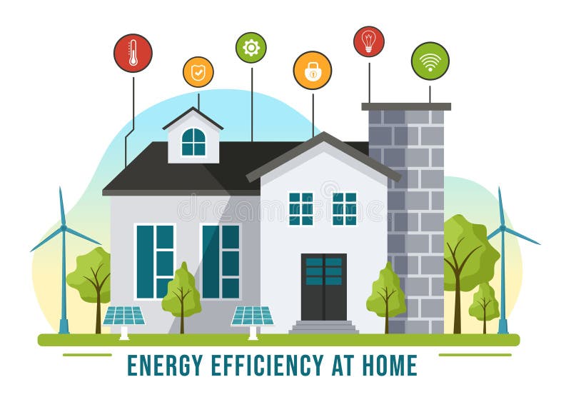 Energy Efficient at Home Vector Illustration of Smart House Technology ...