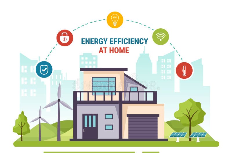 Energy Efficient at Home Vector Illustration of Smart House Technology ...