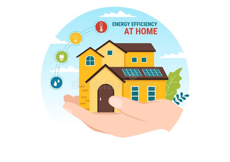 Energy Efficient at Home Vector Illustration of Smart House Technology ...