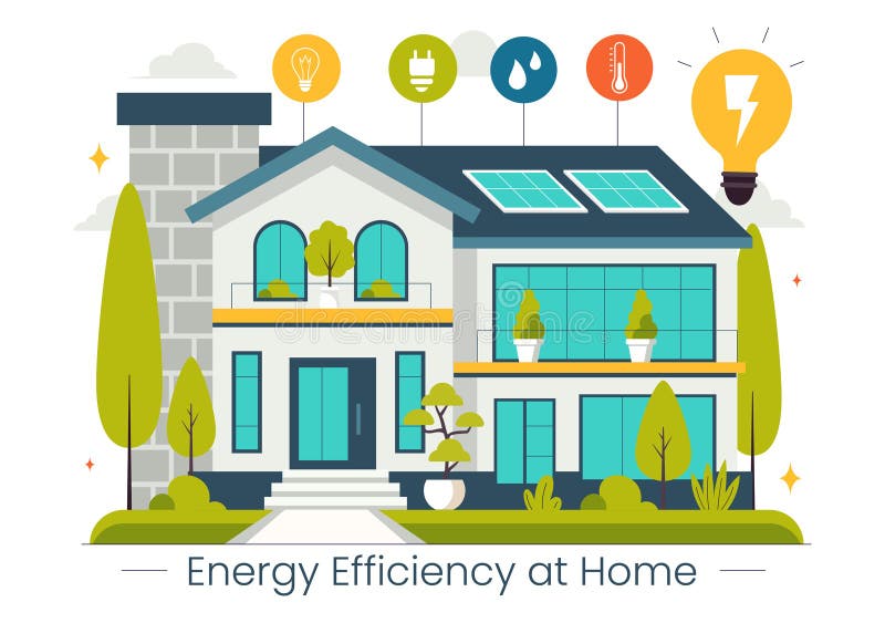 Energy Efficient at Home Vector Illustration of Smart House Technology ...