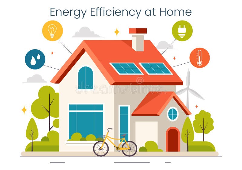 Energy Efficient at Home Vector Illustration of Smart House Technology ...