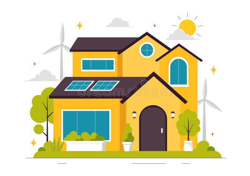 Energy Efficient at Home Vector Illustration of Smart House Technology ...
