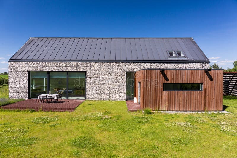 Energy-efficient House Covered with Pebbles Stock Image - Image of ...
