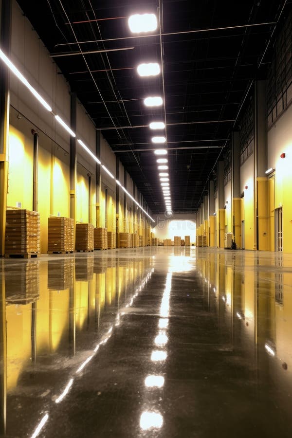 Energy-efficient Led Lighting in a Clean Warehouse Stock Illustration ...