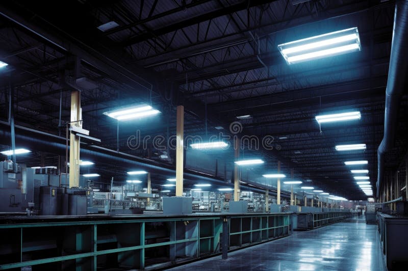 Energy-efficient Led Lighting in a Factory Setting Stock Illustration ...