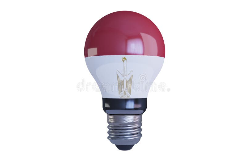 Modern Energy-Saving Bulb with the Egyptian Flag and Eagle of Saladin ...