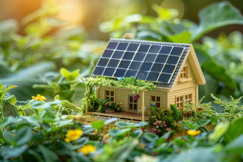 Energy Efficient Model House with Solar Panels and Plants ...
