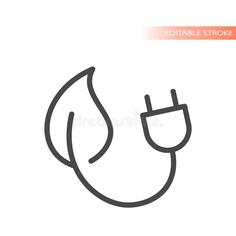 Energy Efficient Plug and Leaf Line Vector Icon Stock Vector ... Energy Efficient Plug and Leaf Line Vector Icon Stock Vector ...