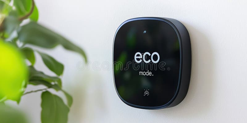Energy Efficient Smart Thermostat on White Wall for Eco Friendly Home ...