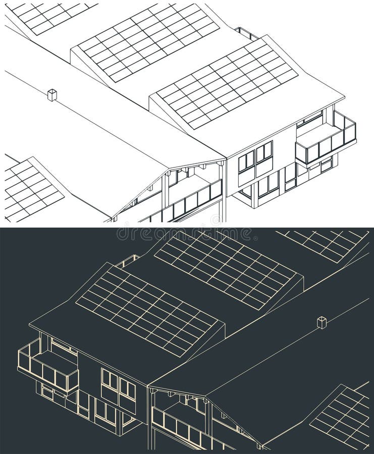 Energy Efficient Townhouses Blueprints Stock Vector - Illustration of ...