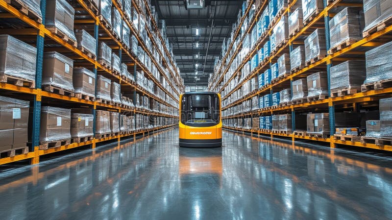 Energy Efficient Warehouse Interior with Automated Machinery during ...
