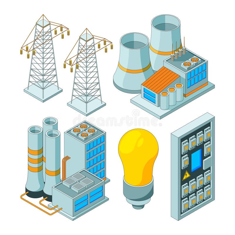 Electric Power Factory. Industrial Electricity Plant or Station Energy ...