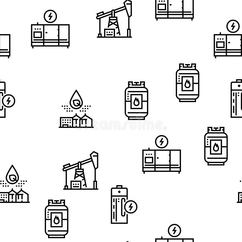 Energy Electricity and Fuel Power Vector Seamless Pattern Stock ...